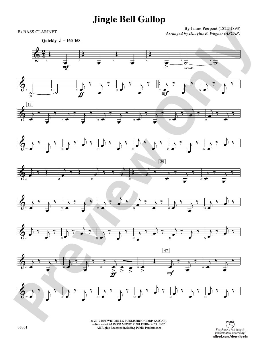 Jingle Bell Gallop: B-flat Bass Clarinet: B-flat Bass Clarinet Part ...