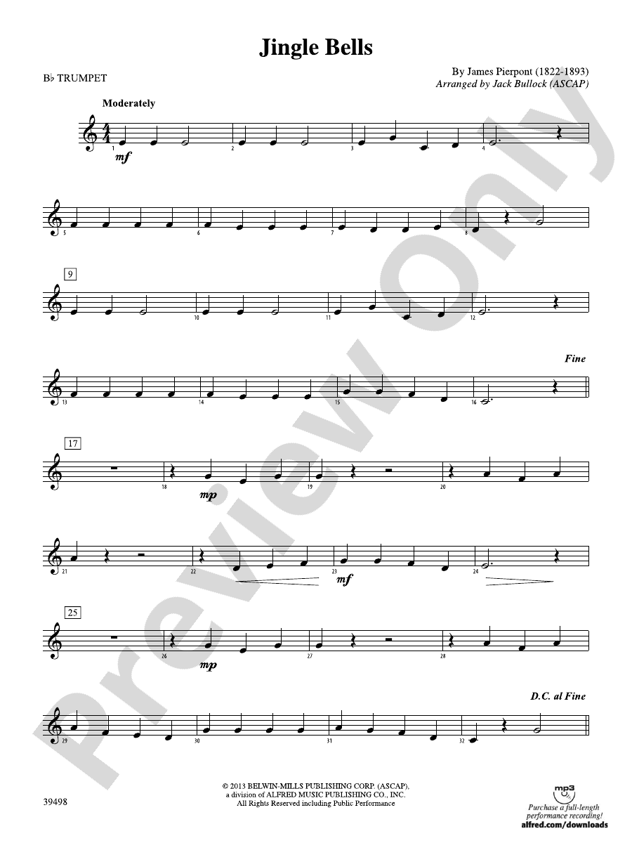 Jingle Bells: 1st B-flat Trumpet: 1st B-flat Trumpet Part - Digital ...