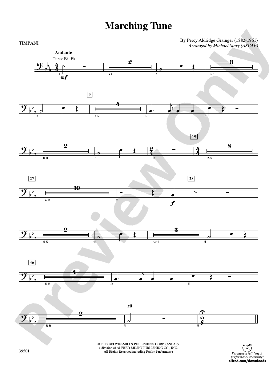 Marching Tune: Timpani: Timpani Part - Digital Sheet Music Download