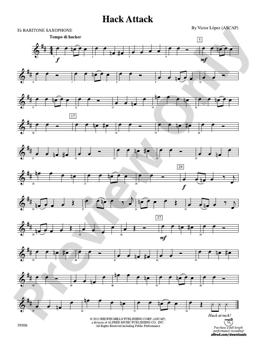 Hack Attack: E-flat Baritone Saxophone: E-flat Baritone Saxophone Part ...