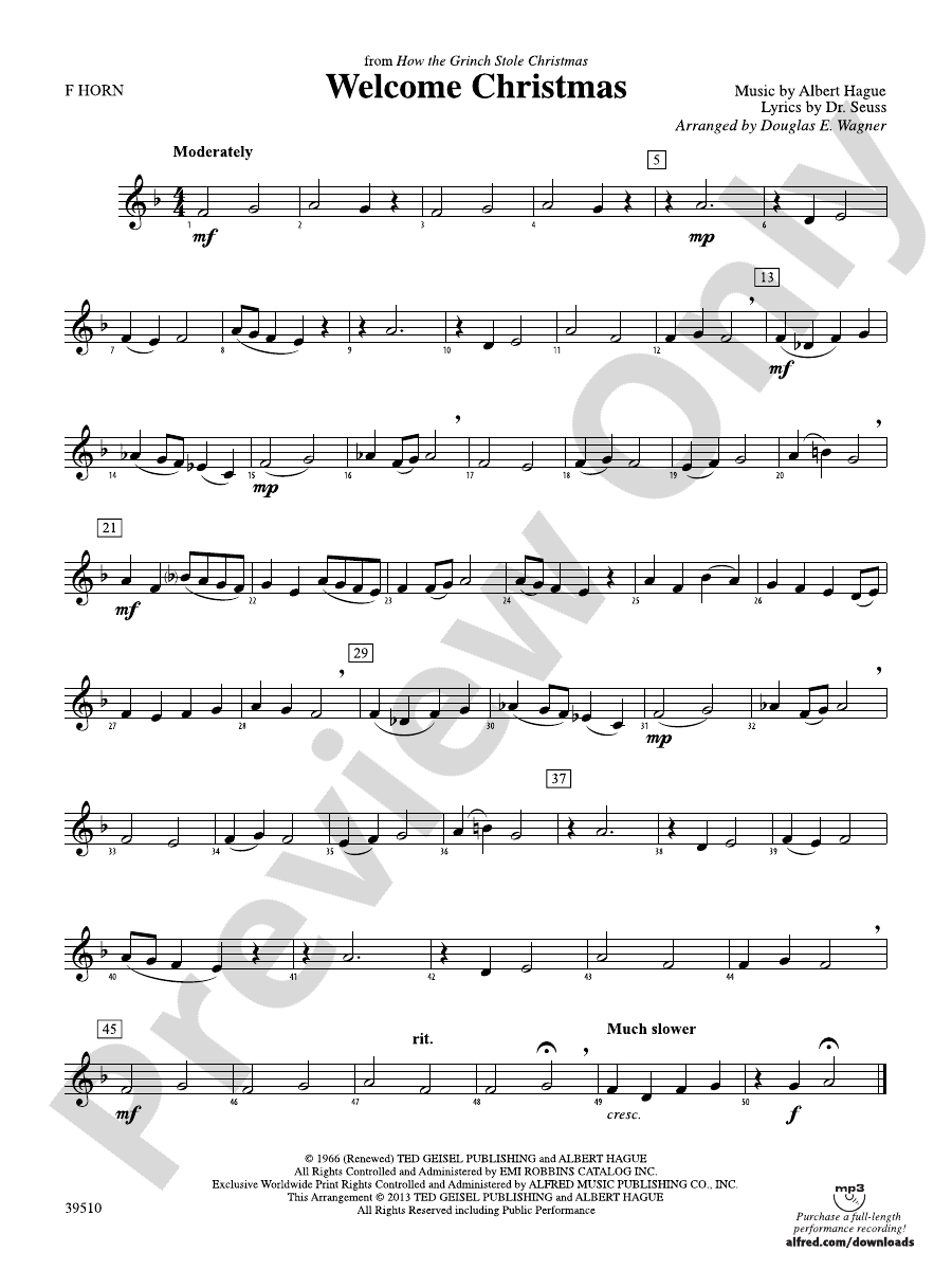Welcome Christmas (from How the Grinch Stole Christmas): 1st F Horn ...