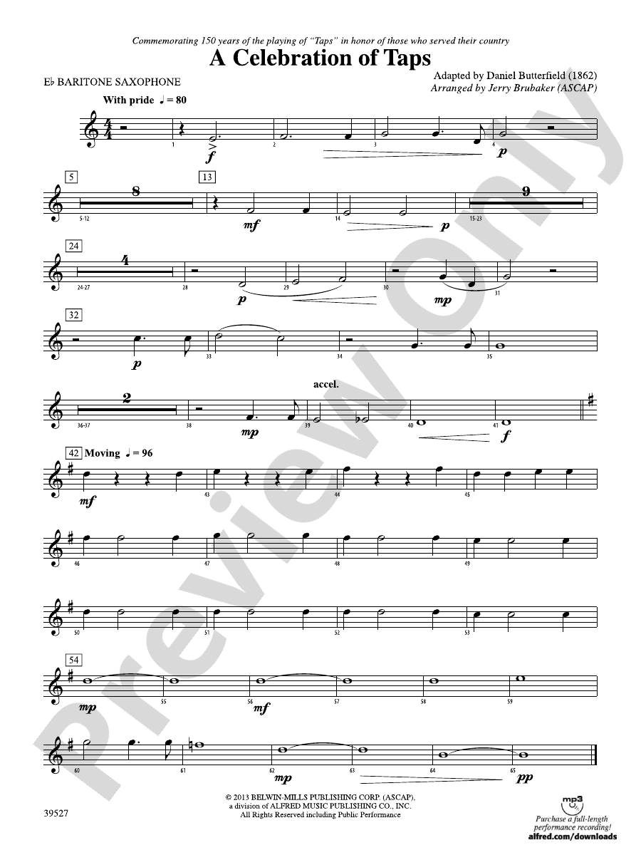 A Celebration of Taps: E-flat Baritone Saxophone: E-flat Baritone Saxophone Part - Digital Sheet ...