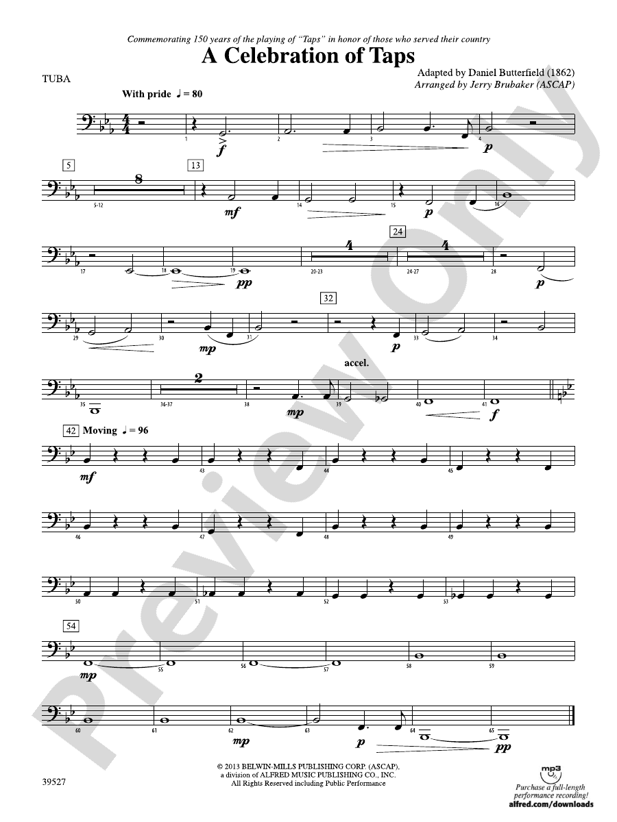 A Celebration of Taps: Tuba: Tuba Part - Digital Sheet Music Download