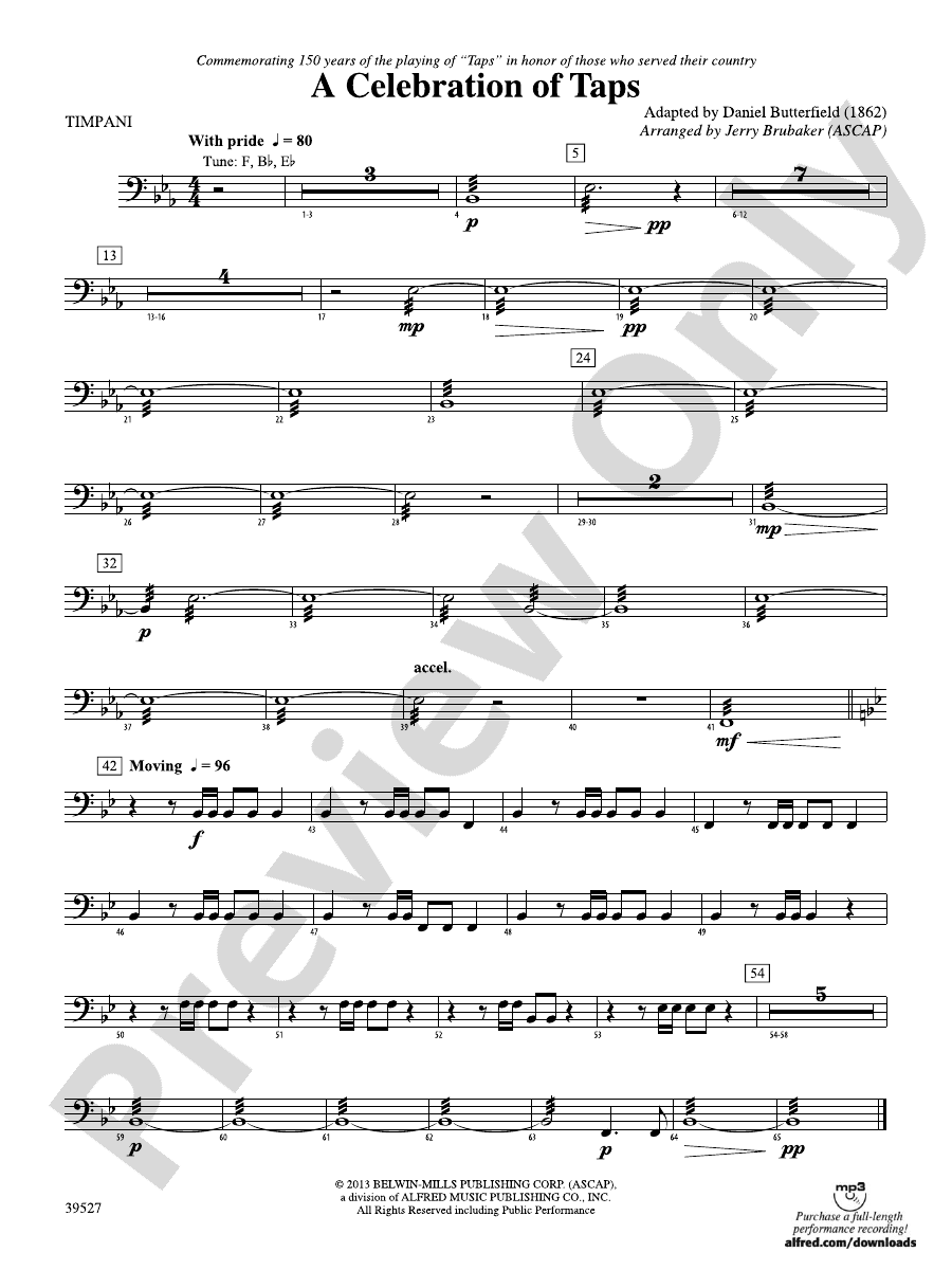 A Celebration of Taps: Timpani: Timpani Part - Digital Sheet Music Download