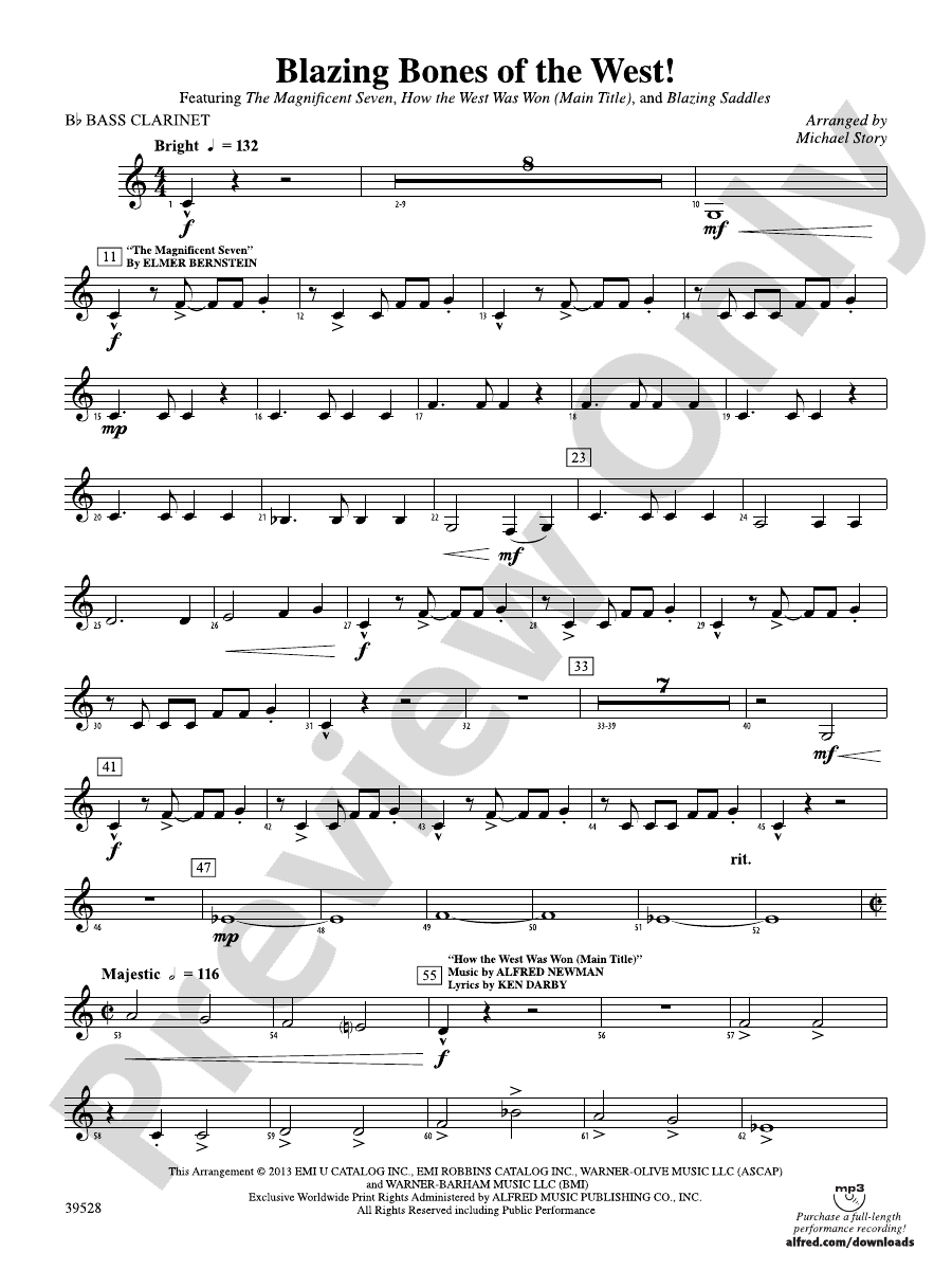 Blazing Bones of the West!: B-flat Bass Clarinet: B-flat Bass Clarinet Part - Digital Sheet ...