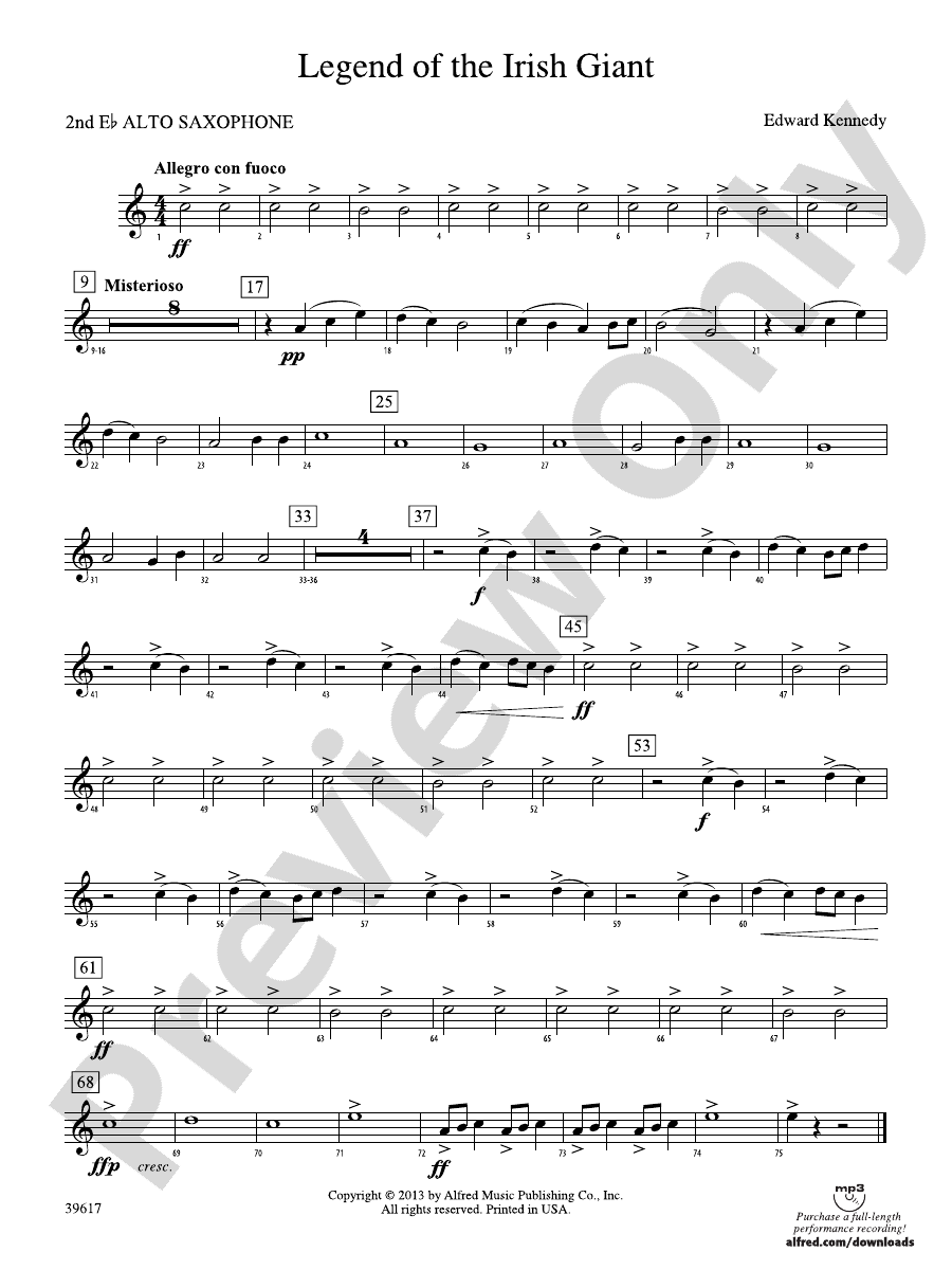 Legend of the Irish Giant: 2nd E-flat Alto Saxophone: 2nd E-flat Alto ...