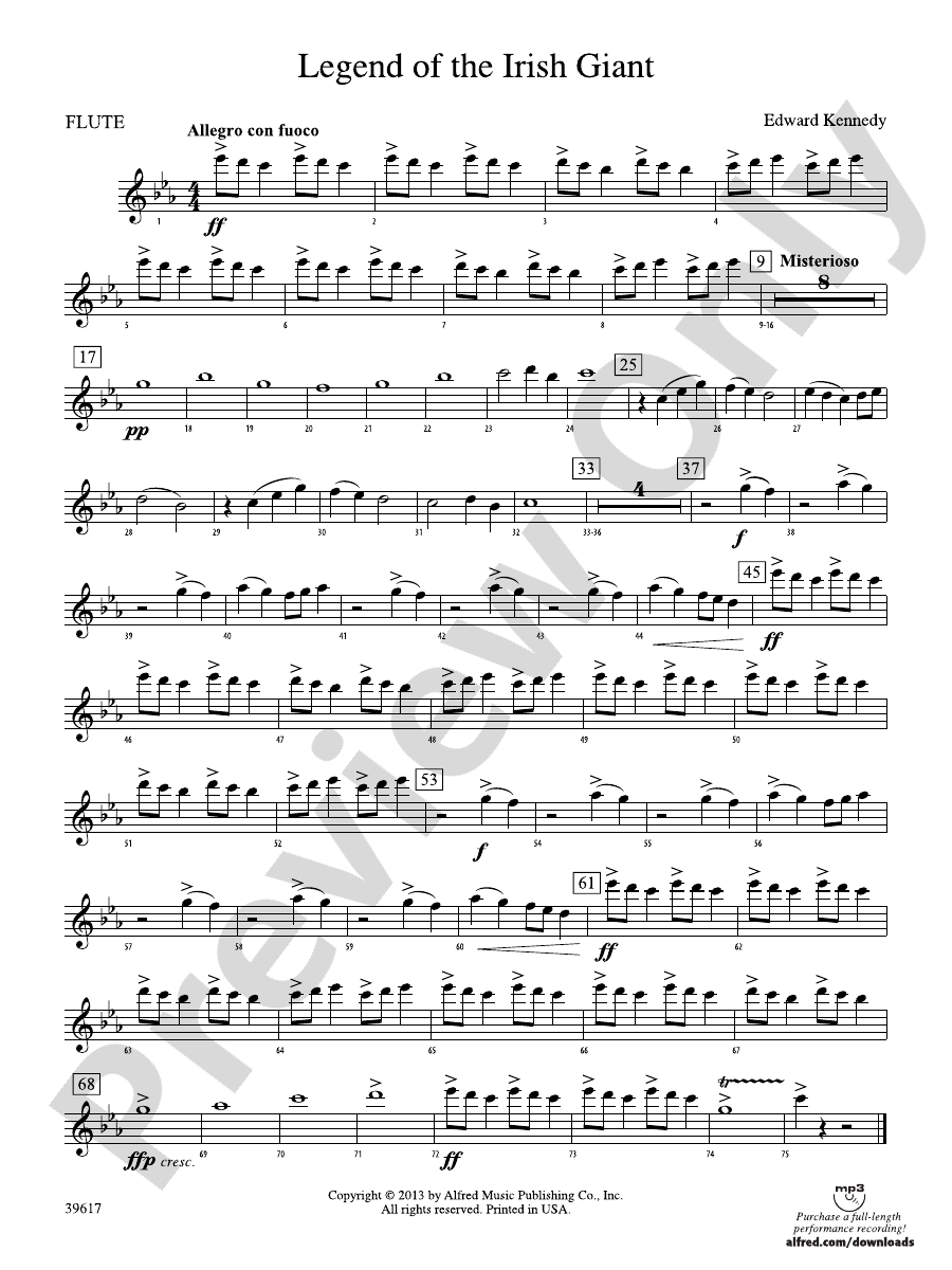 Legend of the Irish Giant: Flute: Flute Part - Digital Sheet Music Download