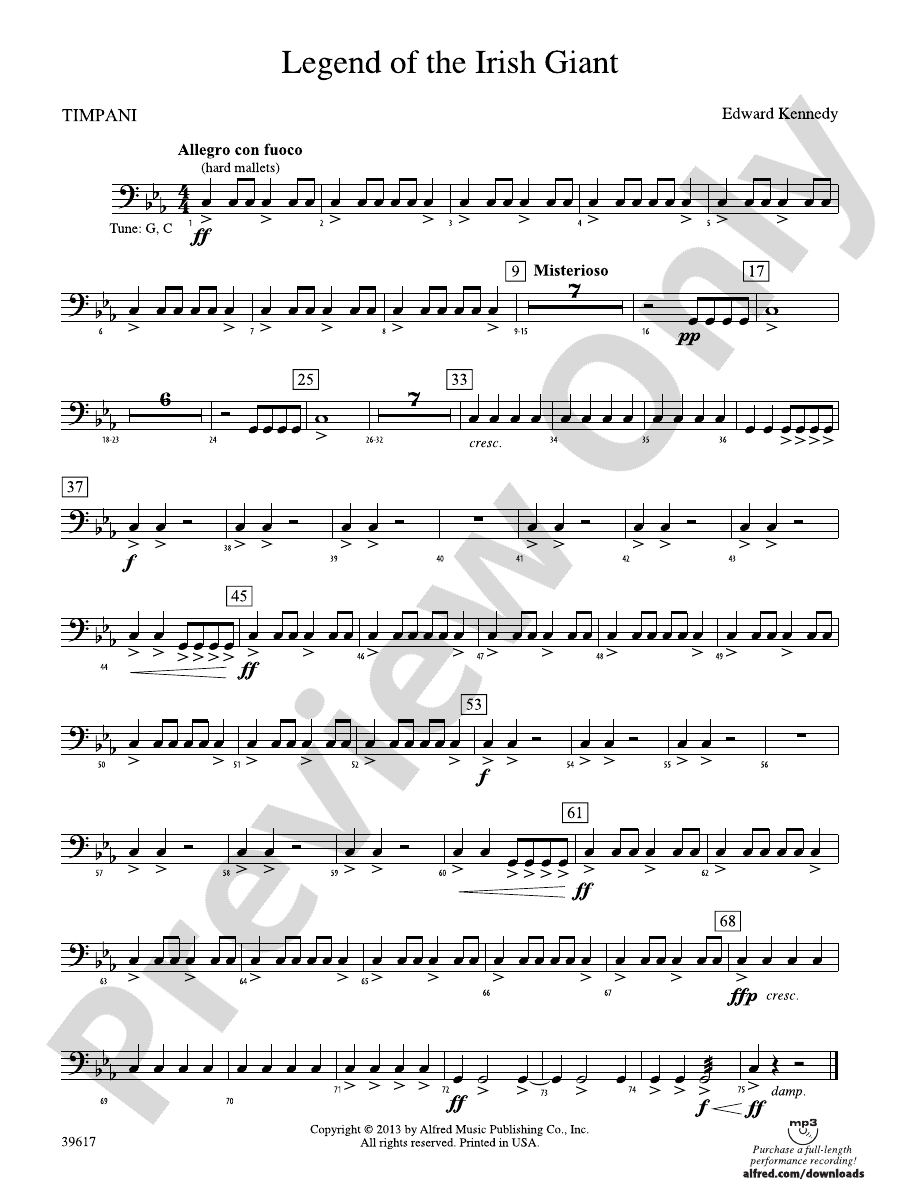 Legend of the Irish Giant: Timpani: Timpani Part - Digital Sheet Music ...