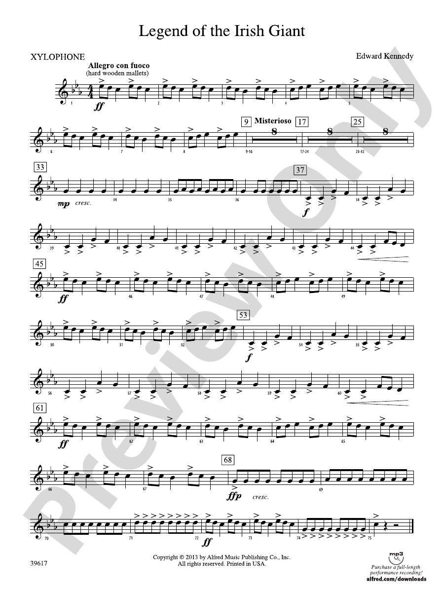 Legend of the Irish Giant: Xylophone: Xylophone Part - Digital Sheet ...