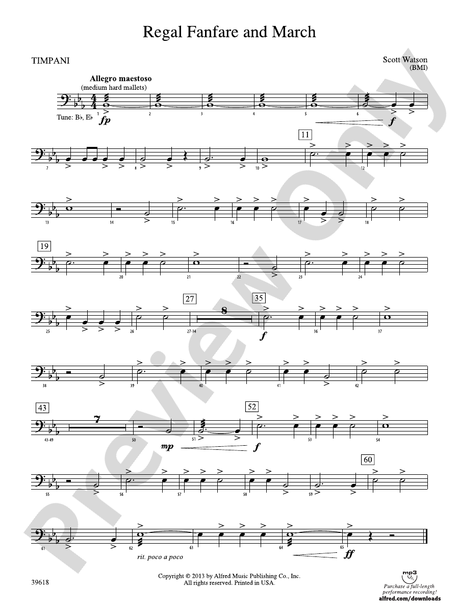 Regal Fanfare and March: Timpani: Timpani Part - Digital Sheet Music ...