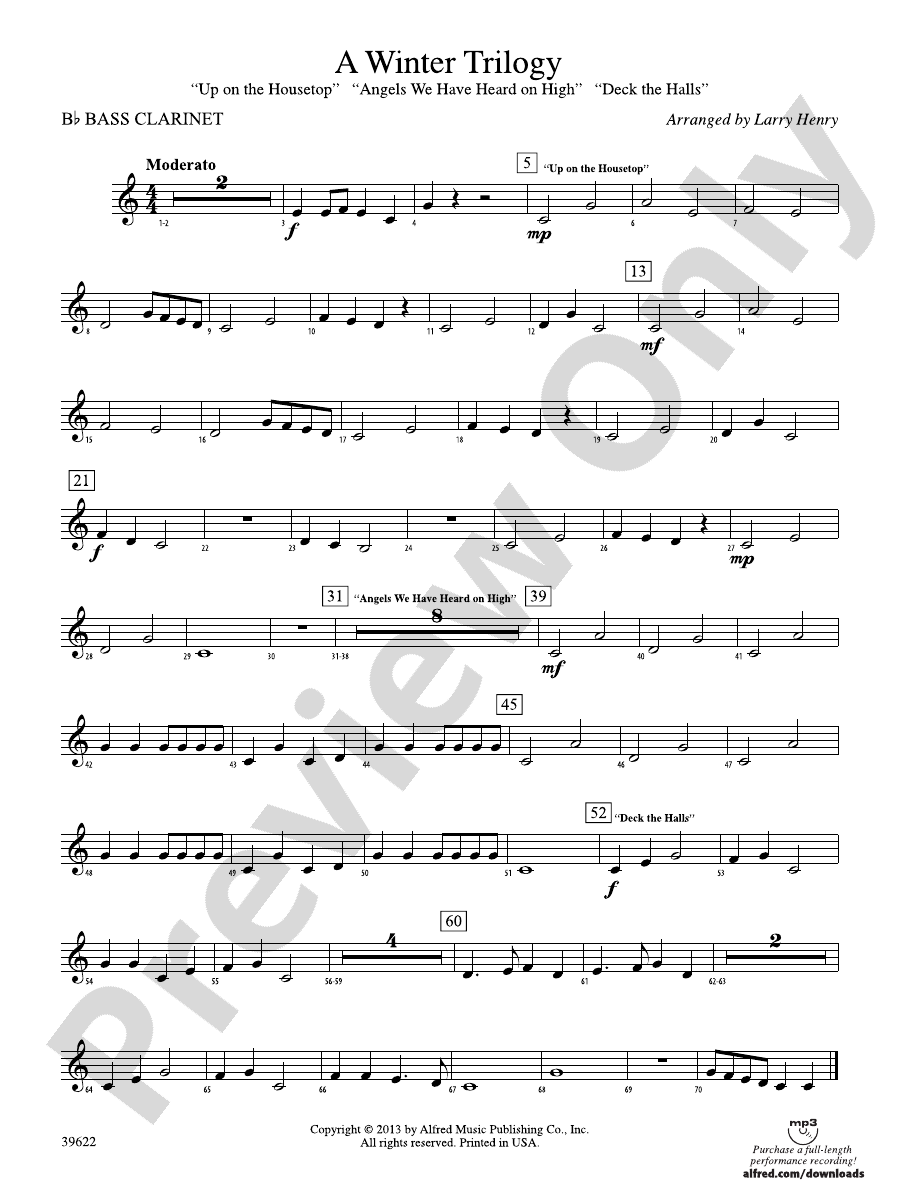 A Winter Trilogy: B-flat Bass Clarinet: B-flat Bass Clarinet Part ...