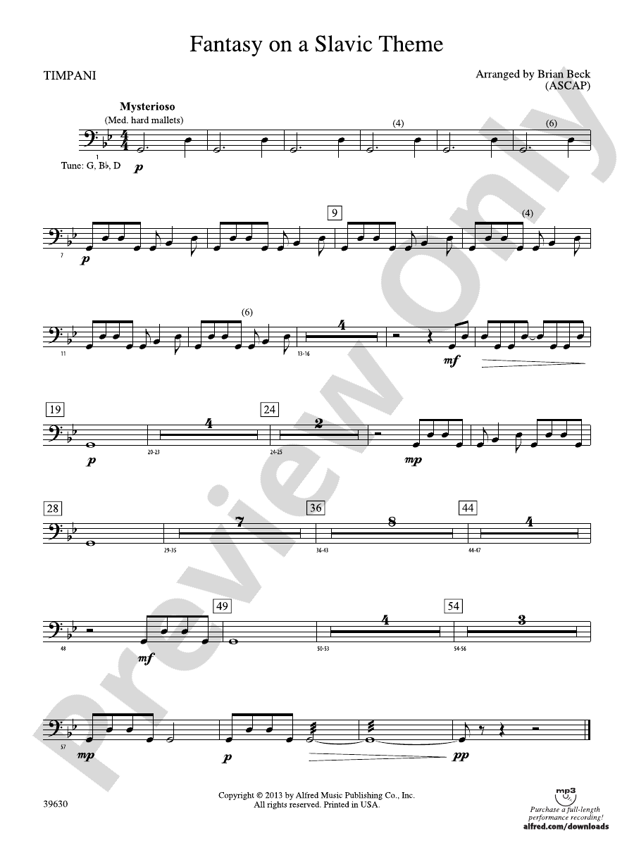 Fantasy on a Slavic Theme: Timpani: Timpani Part - Digital Sheet Music ...