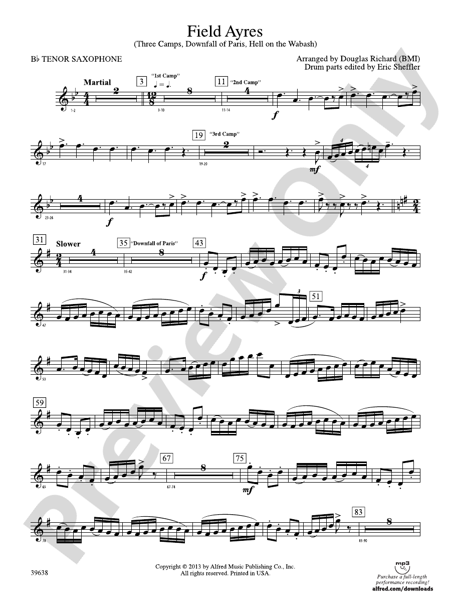 Field Ayres: B-flat Tenor Saxophone: B-flat Tenor Saxophone Part ...