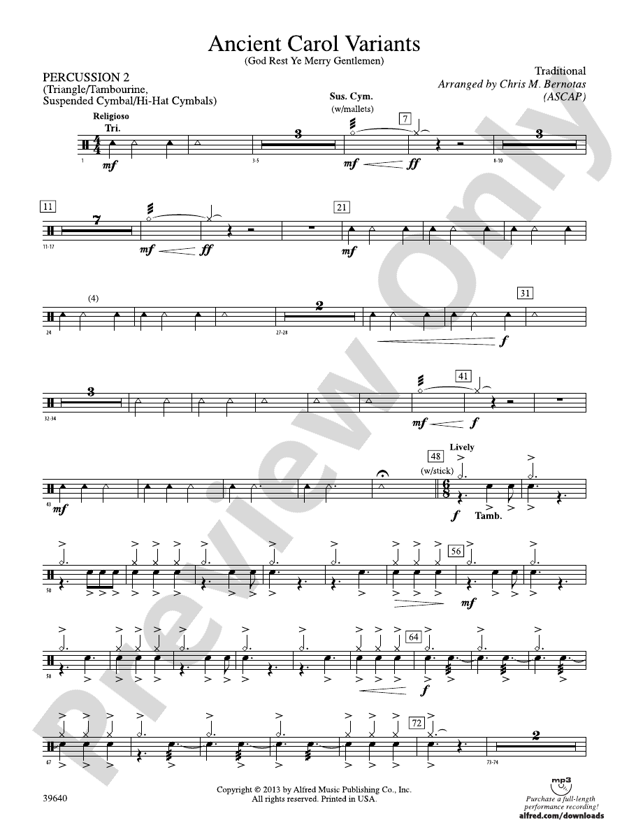 Ancient Carol Variants: 2nd Percussion: 2nd Percussion Part - Digital ...
