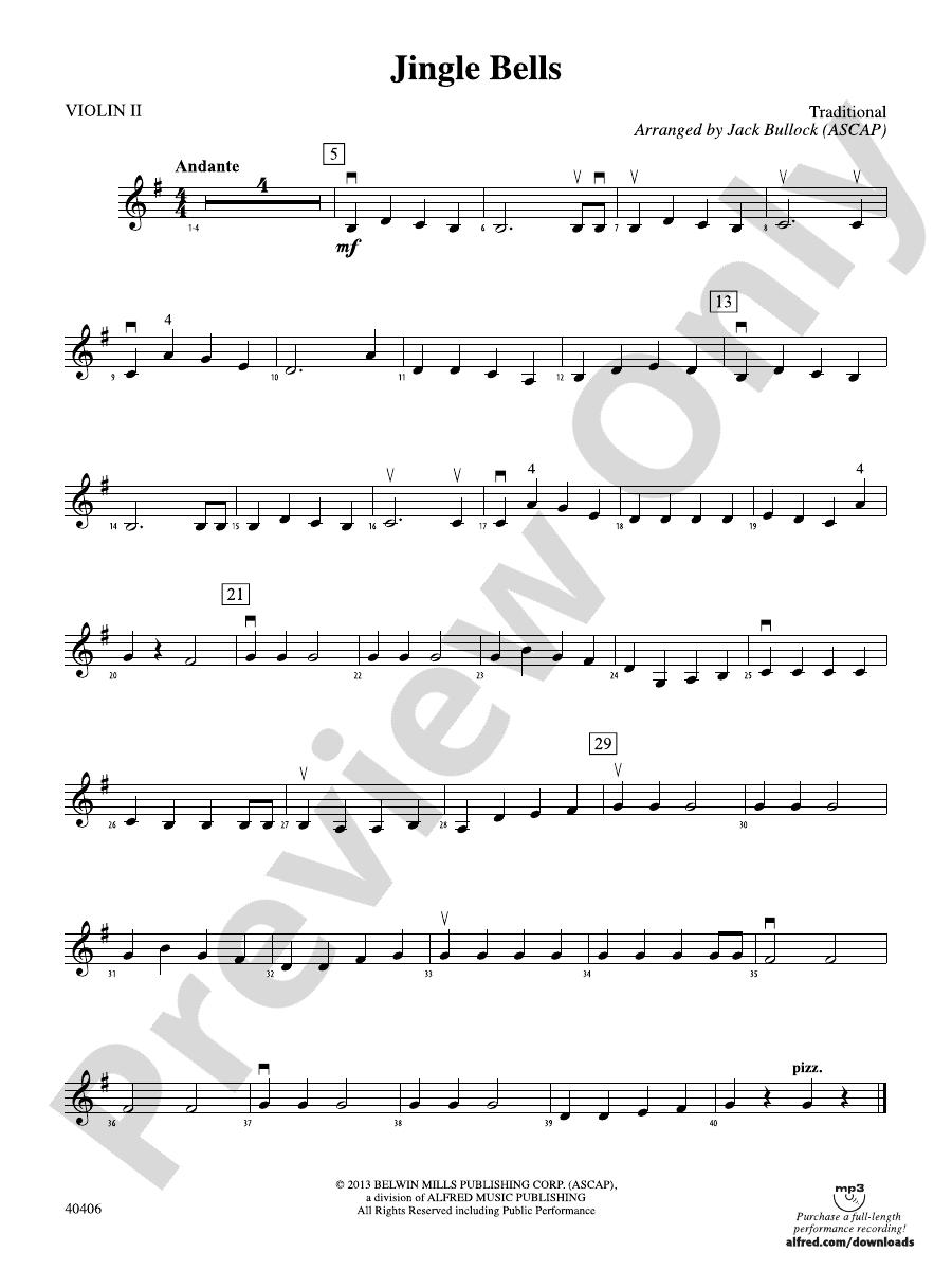Jingle Bells: 2nd Violin: 2nd Violin Part - Digital Sheet Music Download