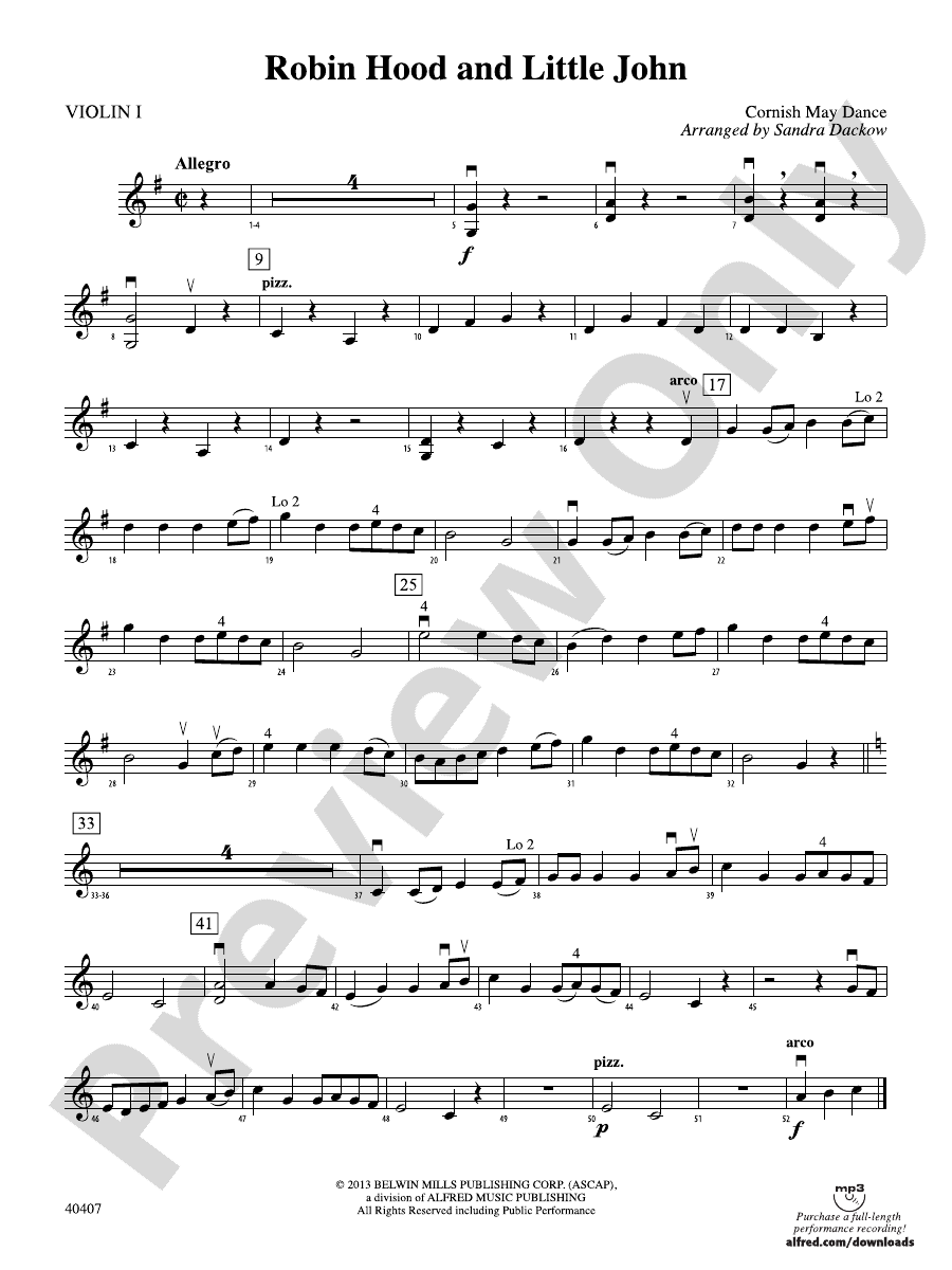 Robin Hood and Little John: 1st Violin: 1st Violin Part - Digital Sheet ...