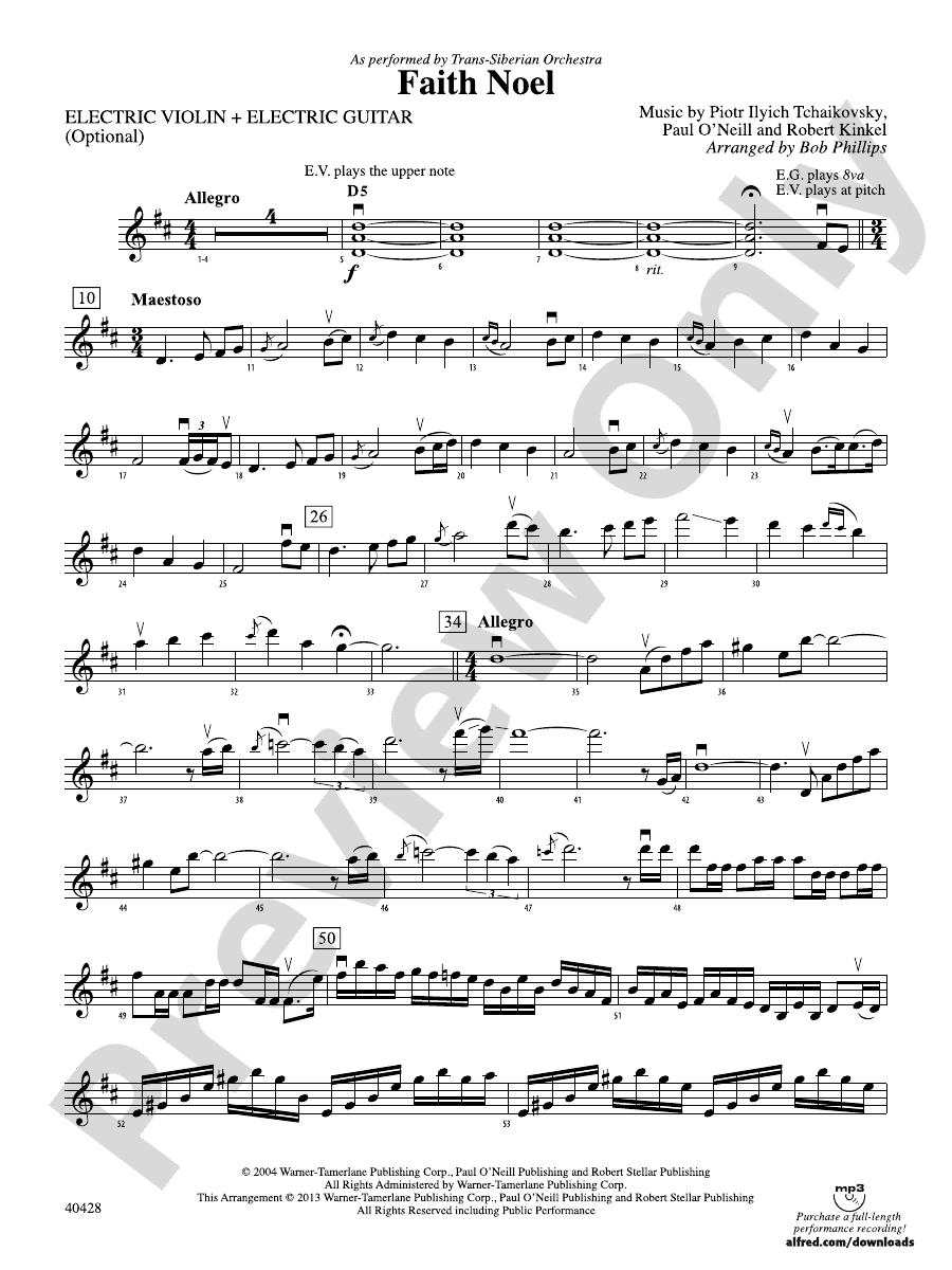 Faith Noel: Electric Violin: Electric Violin Part - Digital Sheet Music ...
