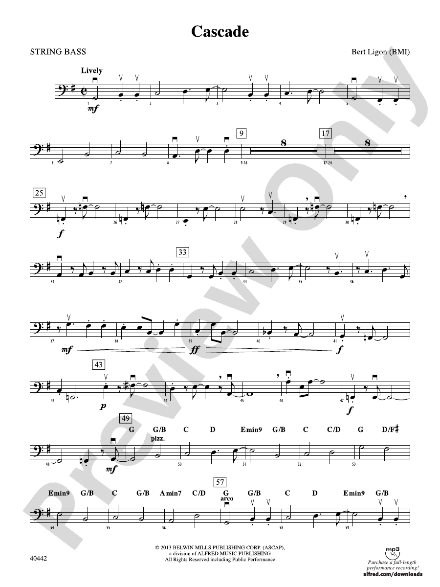 Cascade: String Bass: String Bass Part - Digital Sheet Music Download