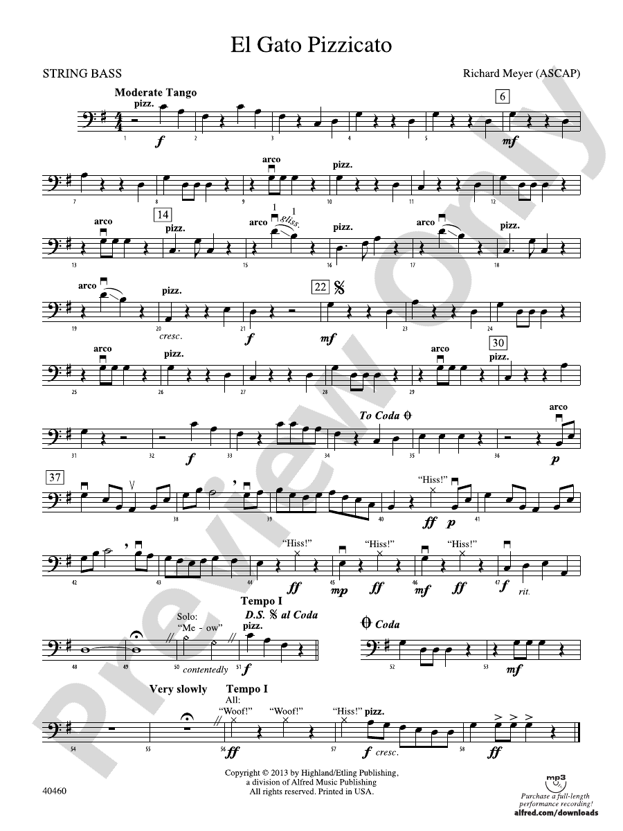 El Gato Pizzicato: String Bass: String Bass Part - Digital Sheet Music ...