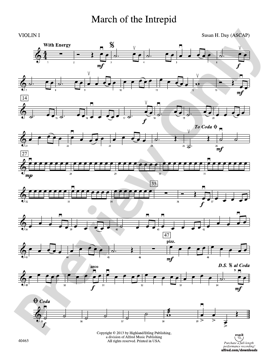 March of the Intrepid: 1st Violin: 1st Violin Part - Digital Sheet ...