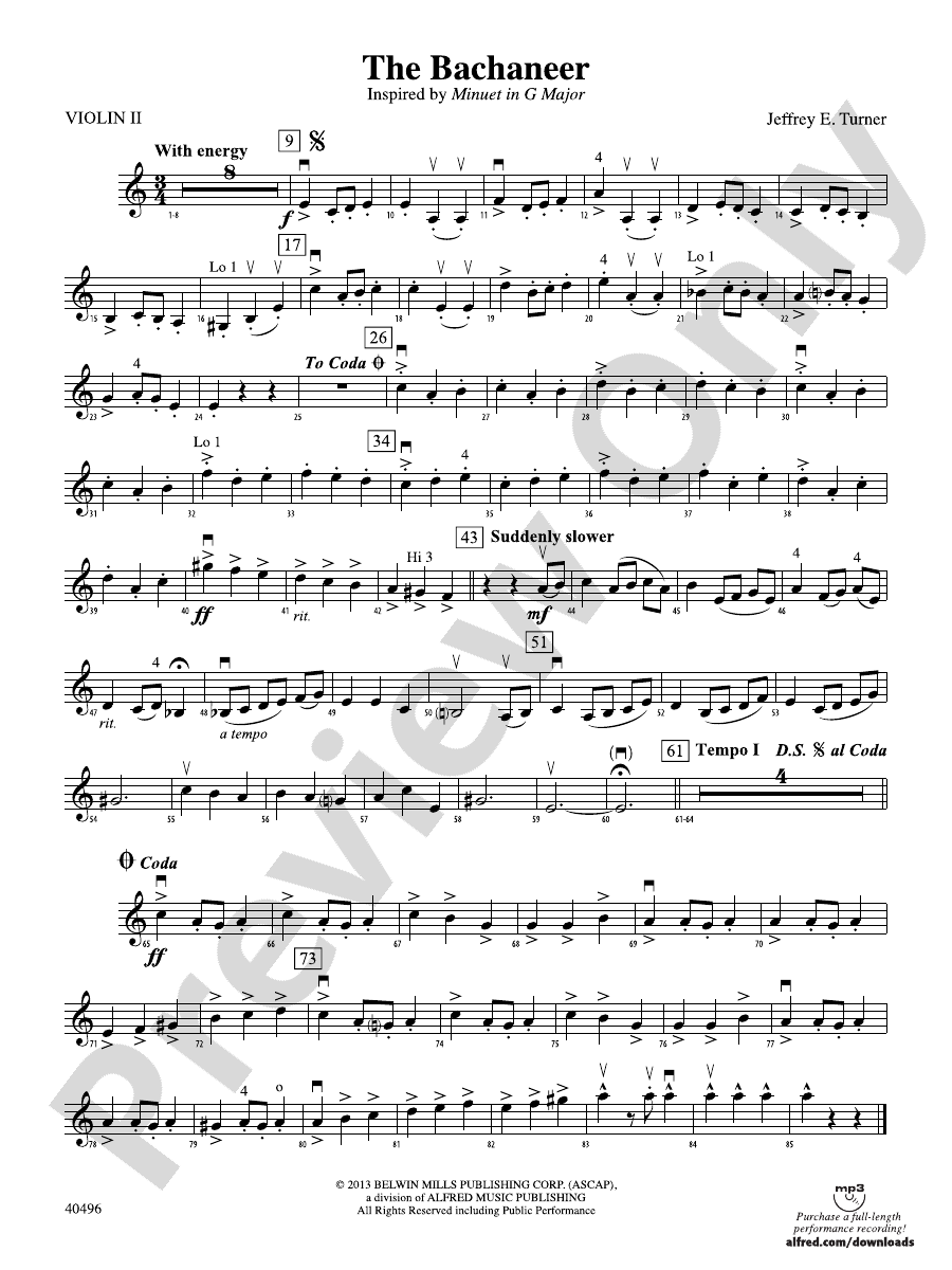 The Bachaneer: 2nd Violin: 2nd Violin Part - Digital Sheet Music Download