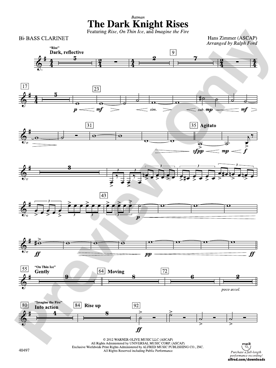 Batman: The Dark Knight Rises: B-flat Bass Clarinet: B-flat Bass ...
