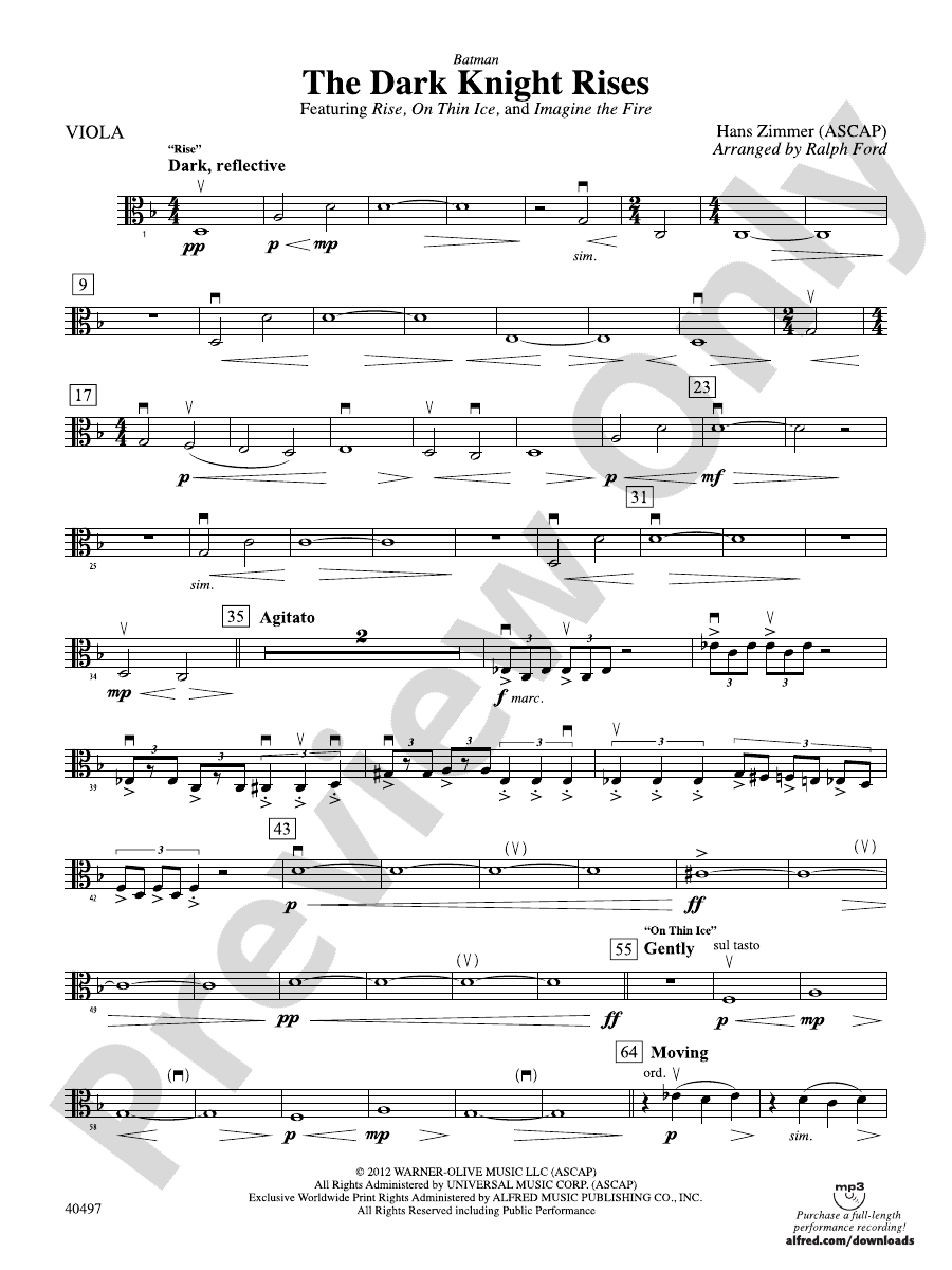 Batman: The Dark Knight Rises: Viola: Viola Part - Digital Sheet Music ...