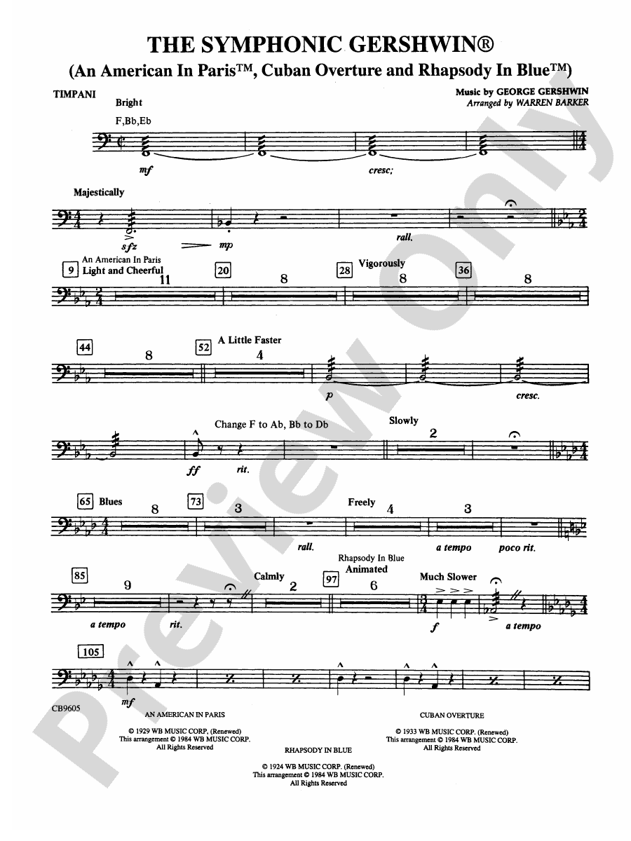 The Symphonic Gershwin: Timpani: Timpani Part - Digital Sheet Music Download