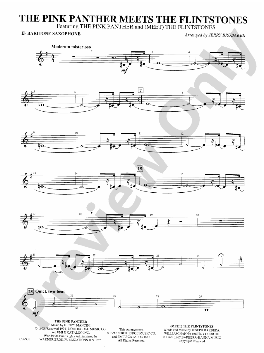 The Pink Panther Meets the Flintstones: E-flat Baritone Saxophone: E ...
