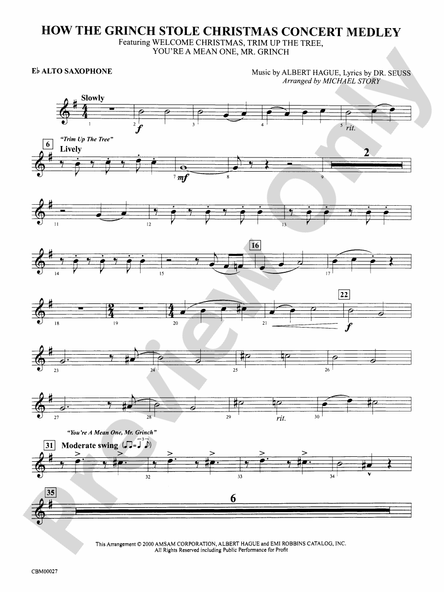 How the Grinch Stole Christmas: E-flat Alto Saxophone: E-flat Alto ...