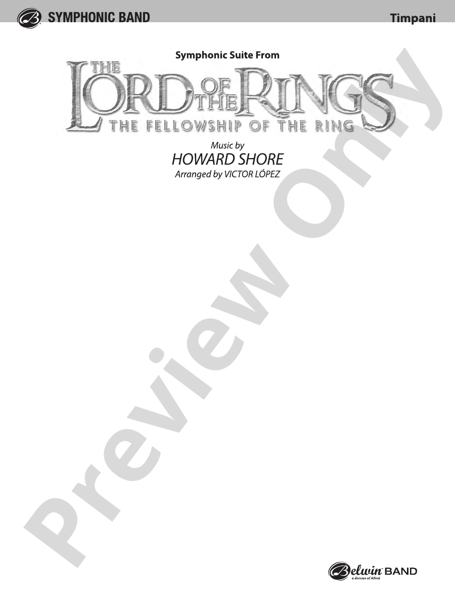 The Lord of the Rings: The Fellowship of the Ring, Symphonic Suite from: Timpani: Timpani Part ...
