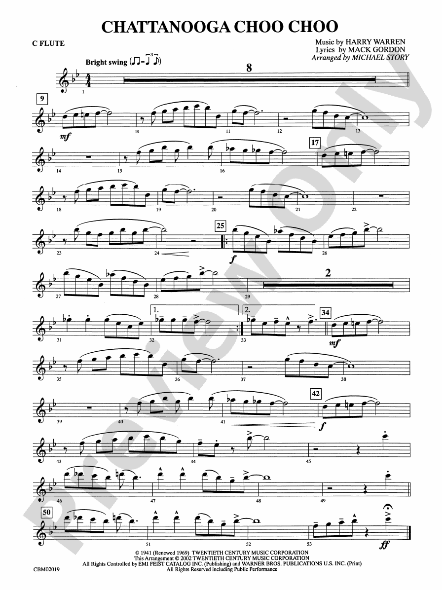 Chattanooga Choo Choo: Flute: Flute Part - Digital Sheet Music Download
