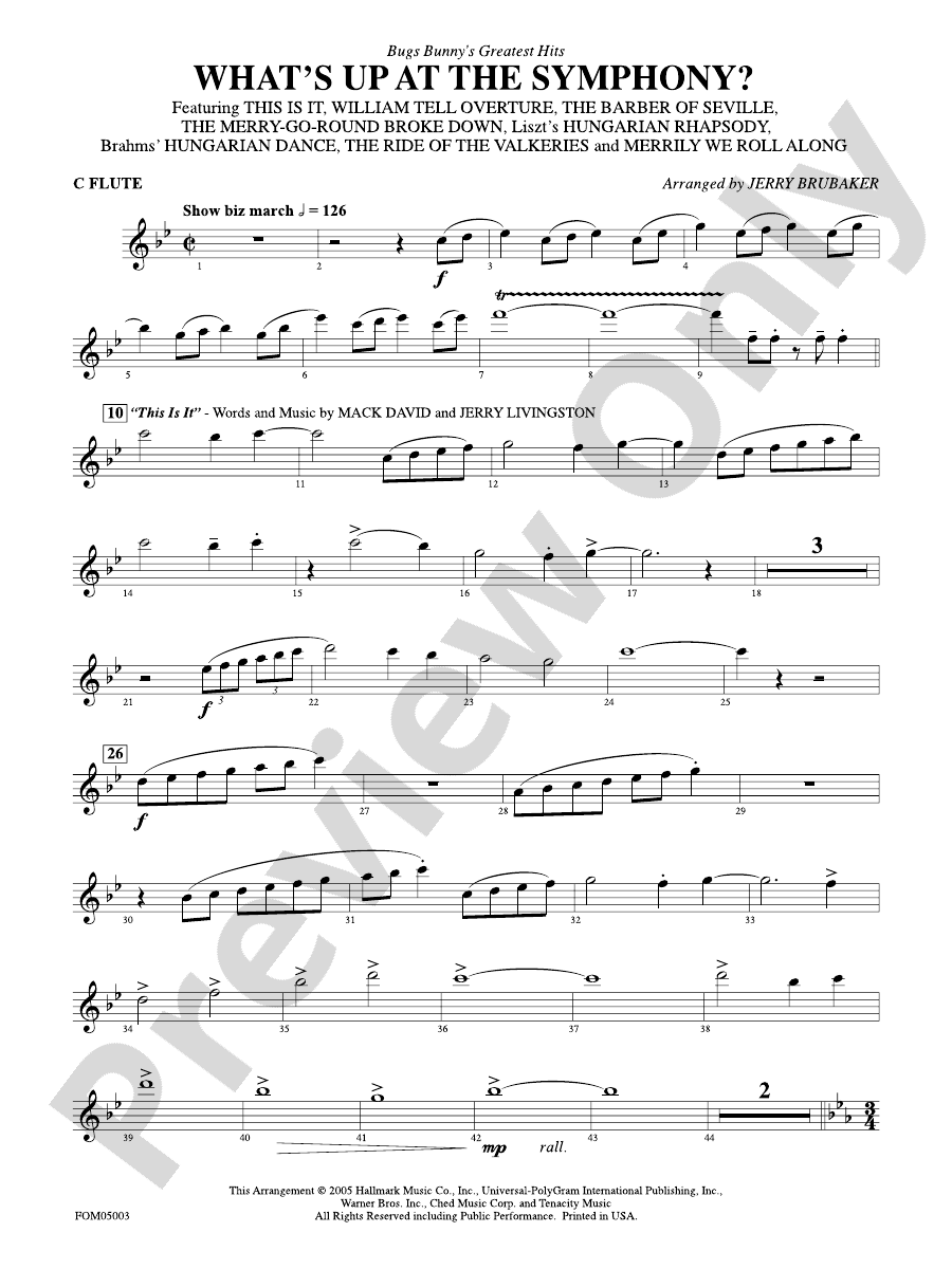 What's Up at the Symphony? (Bugs Bunny's Greatest Hits): Flute: Flute ...