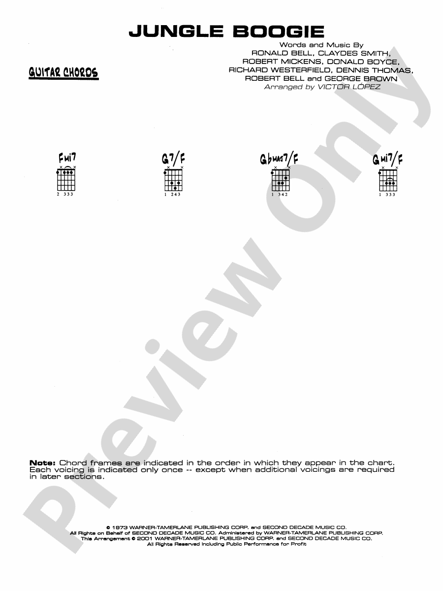 Jungle Boogie: Guitar Chords: Guitar Chords Part - Digital Sheet Music ...