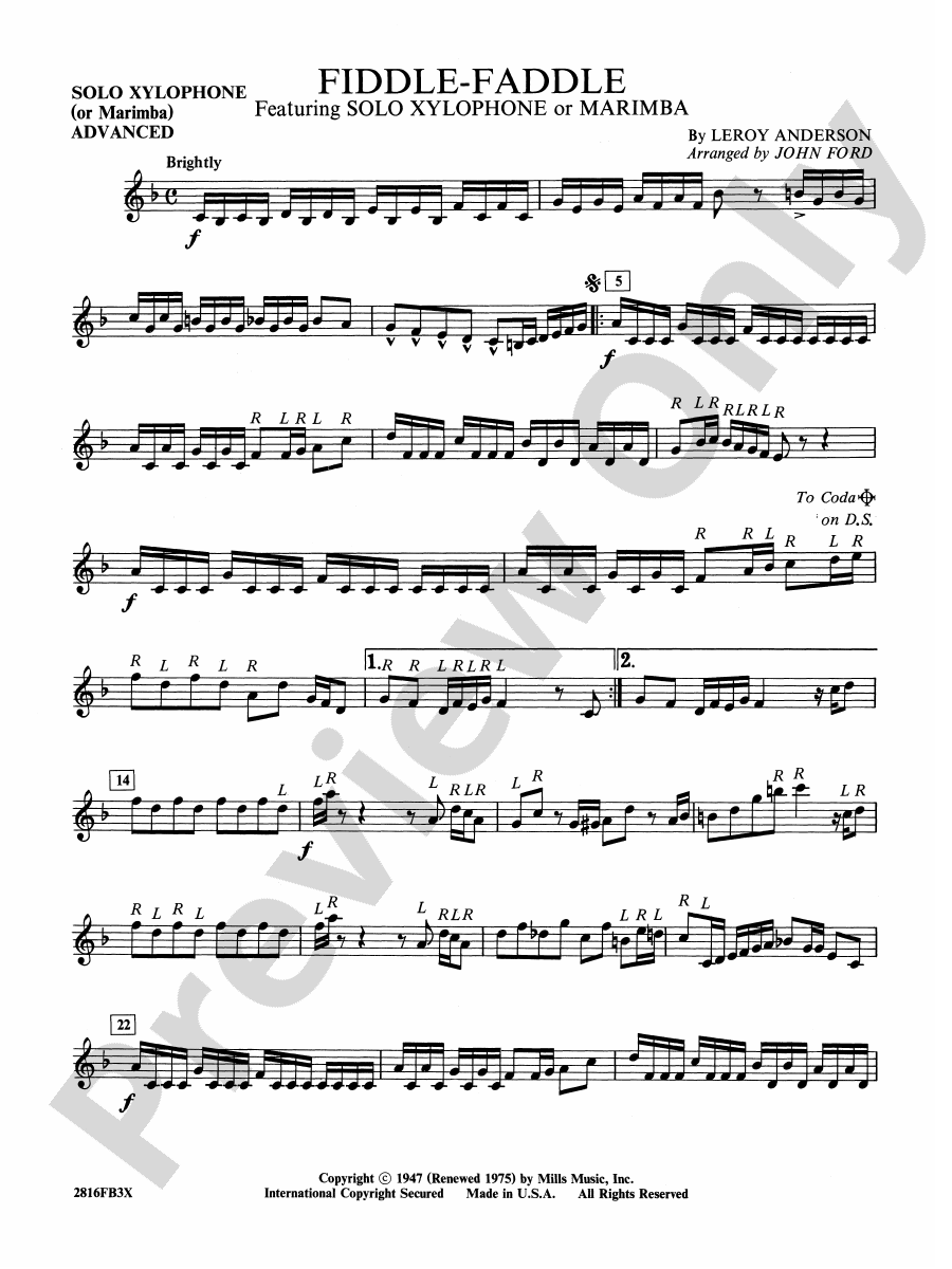Fiddle-Faddle: Solo Xylophone (or Marimba) Advanced: Solo Xylophone (or ...
