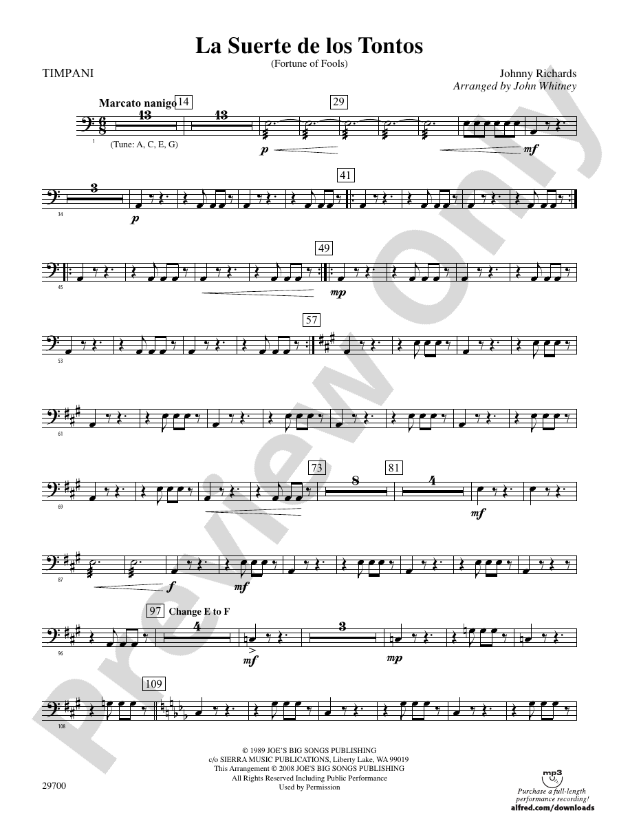 La Suerte de los Tontos (Fortune of Fools): Timpani: Timpani Part ...