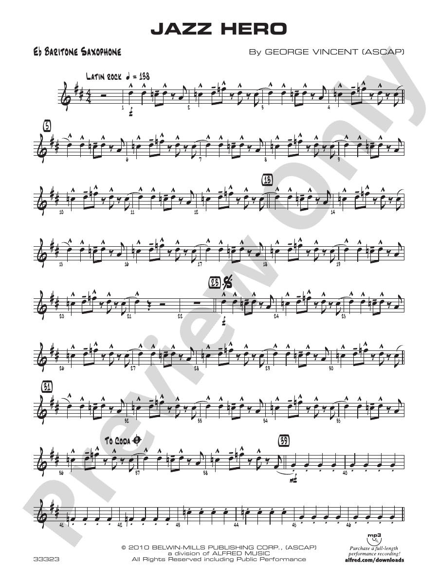 Jazz Hero: E-flat Baritone Saxophone: E-flat Baritone Saxophone Part ...