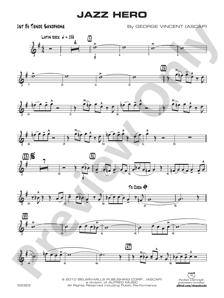 Jazz Hero: B-flat Tenor Saxophone: B-flat Tenor Saxophone Part ...