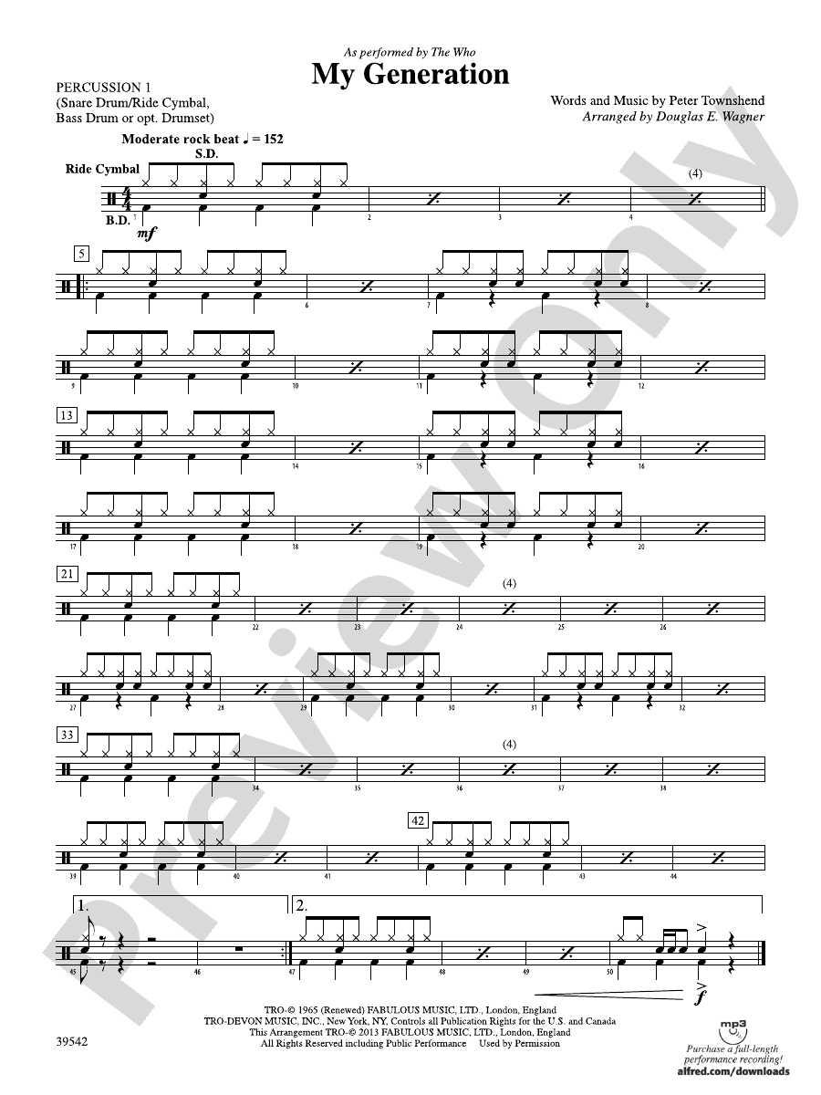 My Generation: 1st Percussion: 1st Percussion Part - Digital Sheet ...