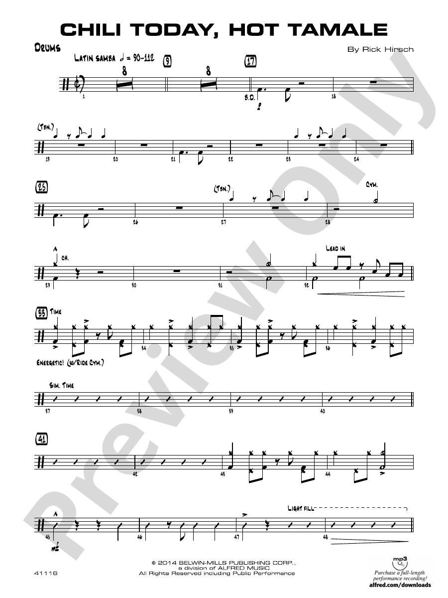 Chili Today, Hot Tamale: Drums: Drums Part - Digital Sheet Music Download