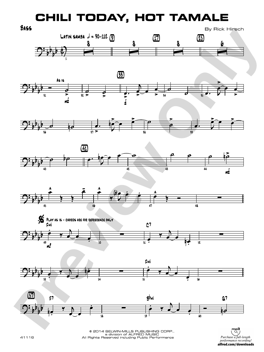 Chili Today, Hot Tamale: String Bass: String Bass Part - Digital Sheet Music Download