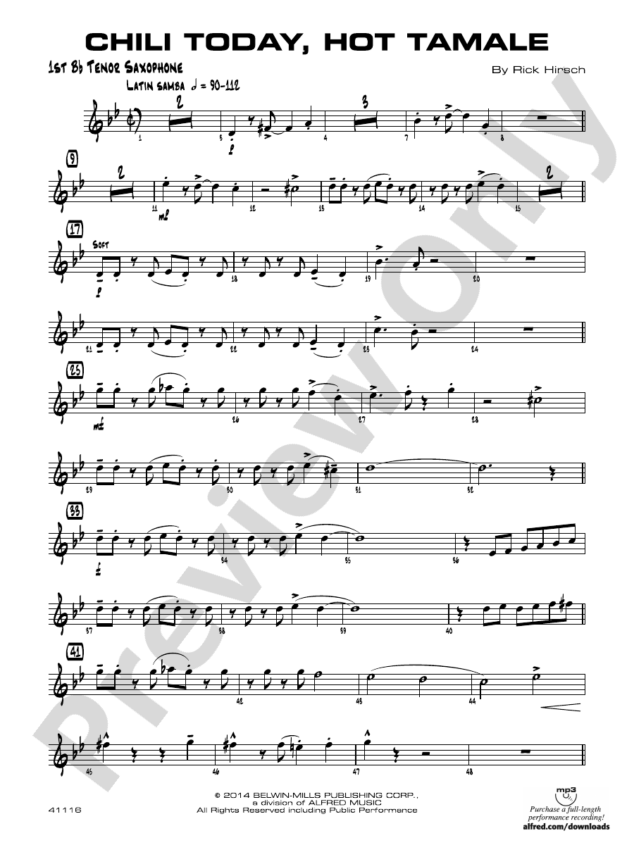 Chili Today, Hot Tamale: B-flat Tenor Saxophone: B-flat Tenor Saxophone ...