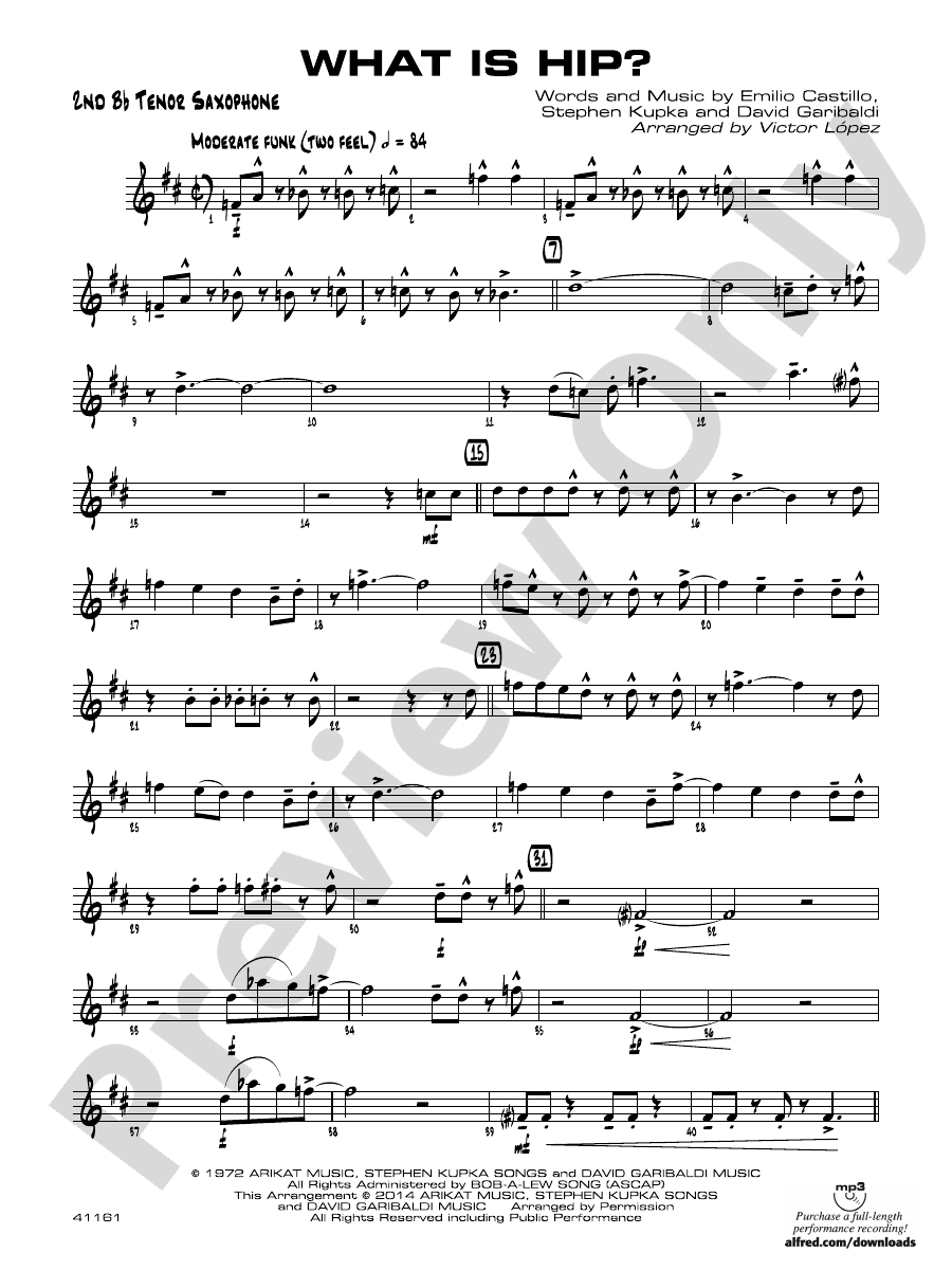 What Is Hip: 2nd B-flat Tenor Saxophone: 2nd B-flat Tenor Saxophone Part - Digital Sheet Music ...