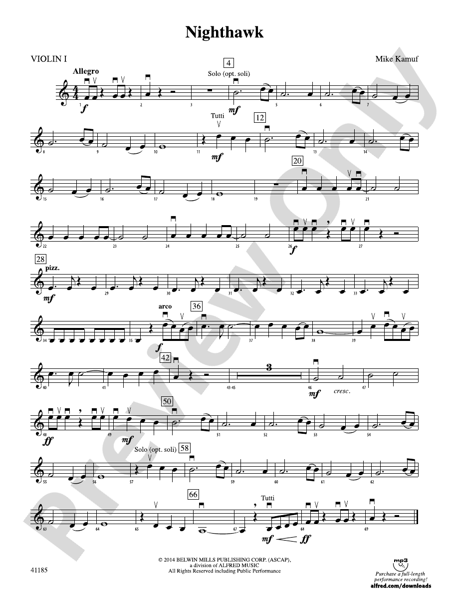 Nighthawk: 1st Violin: 1st Violin Part - Digital Sheet Music Download