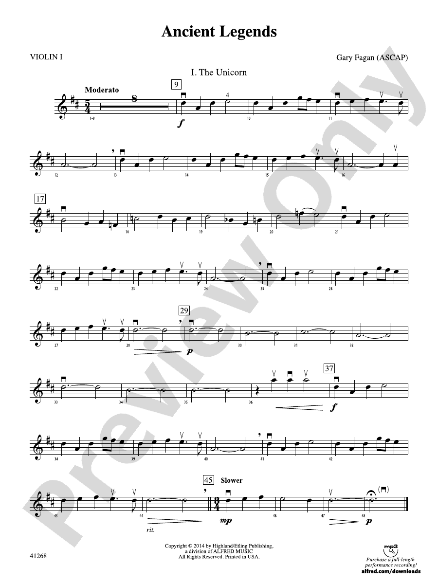 Ancient Legends: 1st Violin: 1st Violin Part - Digital Sheet Music Download