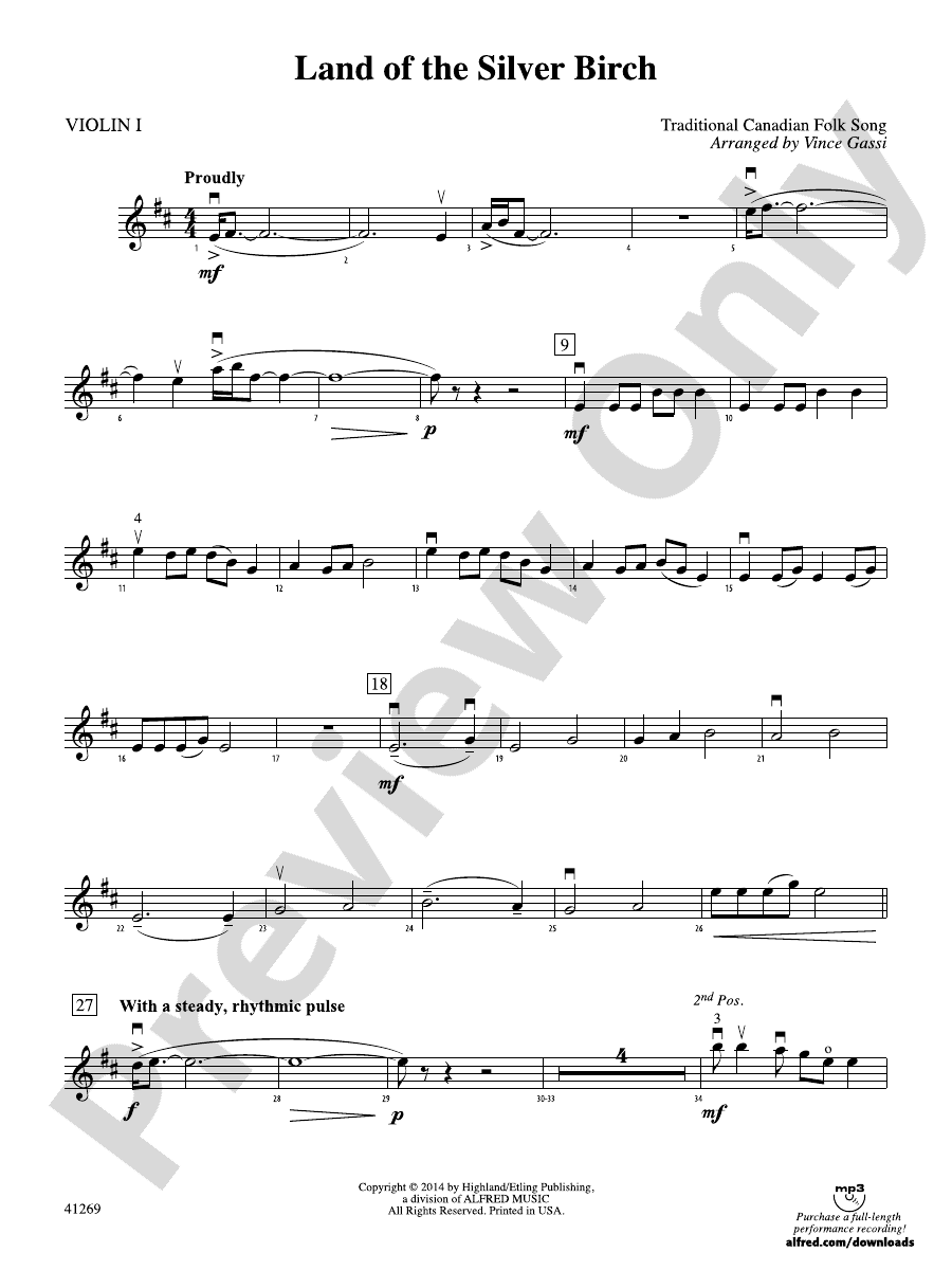 Land of the Silver Birch: 1st Violin: 1st Violin Part - Digital Sheet ...