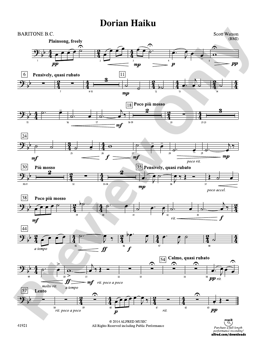 Dorian Haiku: Baritone B.C.: Baritone B.C. Part - Digital Sheet Music ...
