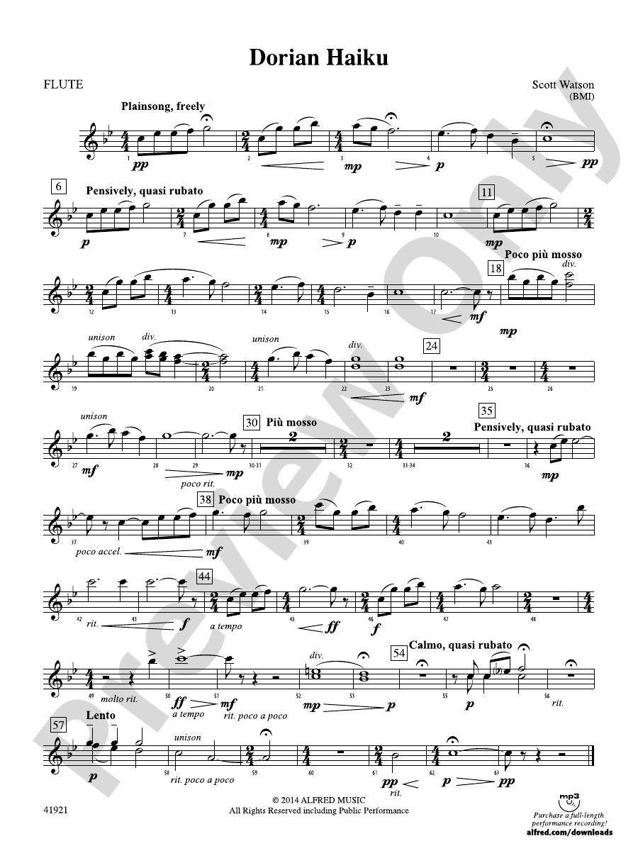 Dorian Haiku: Flute: Flute Part - Digital Sheet Music Download