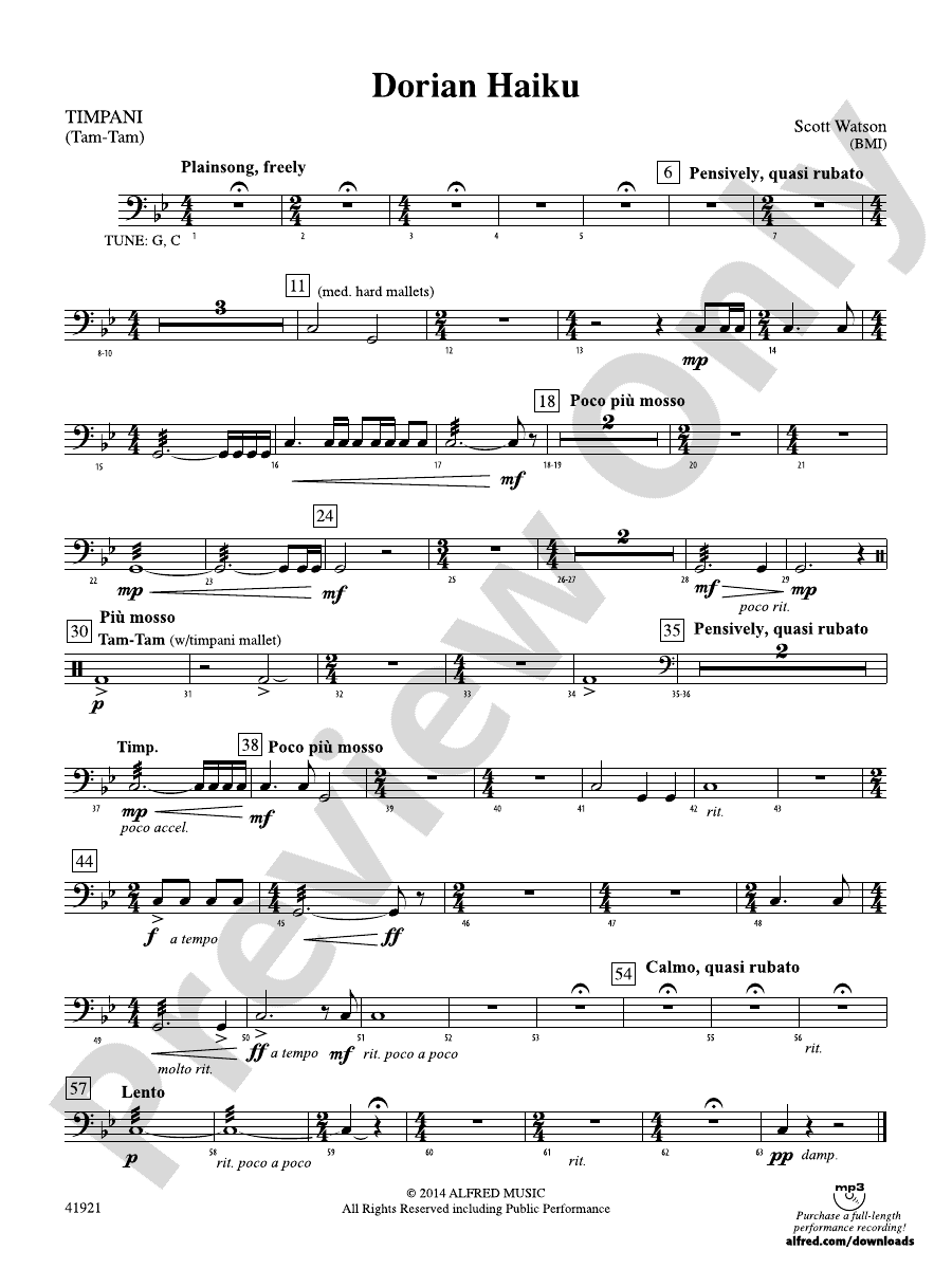 Dorian Haiku: Timpani: Timpani Part - Digital Sheet Music Download