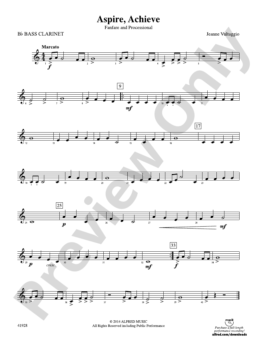 Aspire, Achieve: B-flat Bass Clarinet: B-flat Bass Clarinet Part ...